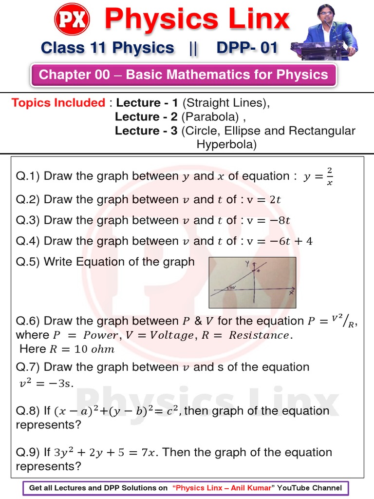 Dpp-1 Graphs (Basic Maths) Physics Linx | PDF | Equations | Ellipse