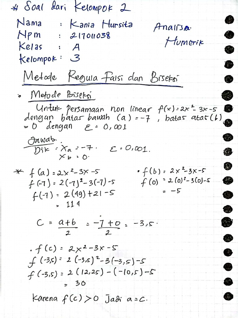 A - 3 - Metode Biseksi & Regula Falsi | PDF A - 3 - Metode Biseksi & Regula Falsi | PDF
