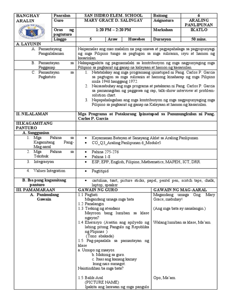 DLP - Grade 6 AP DLP | PDF