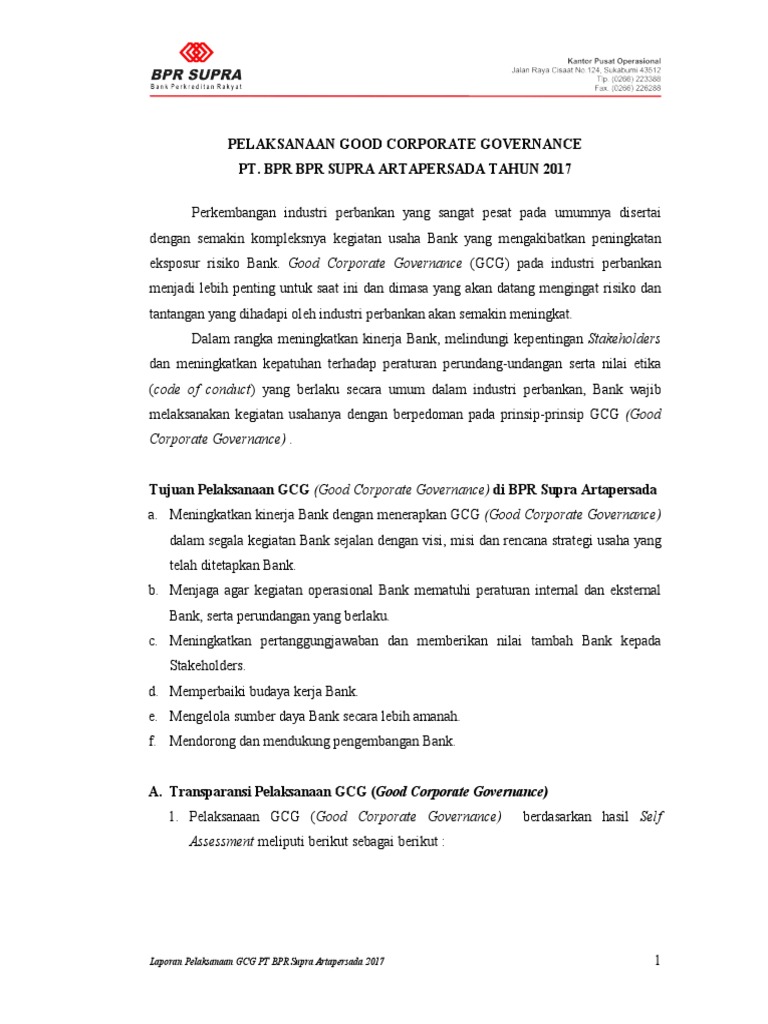 Laporan GCG 2017 | PDF