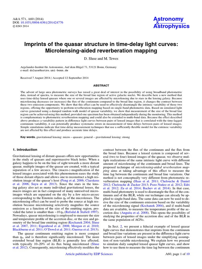 Imprints of The Quasar Structure | PDF | Quasar | Astronomy