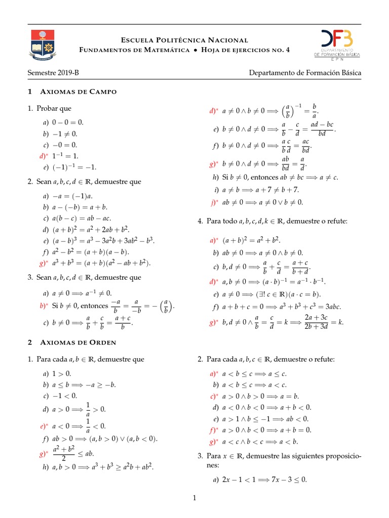 Ejercicios de Números Reales I | PDF | Matemáticas | Análisis real