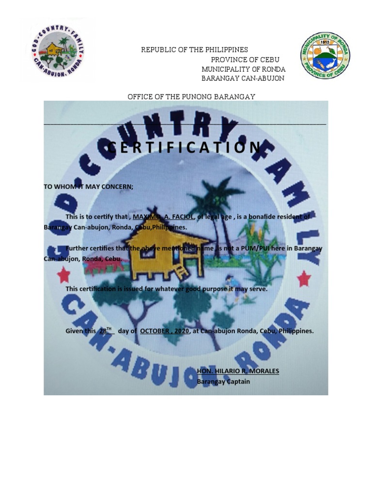 Ronda Health and Indigency Certifications | PDF | Philippines