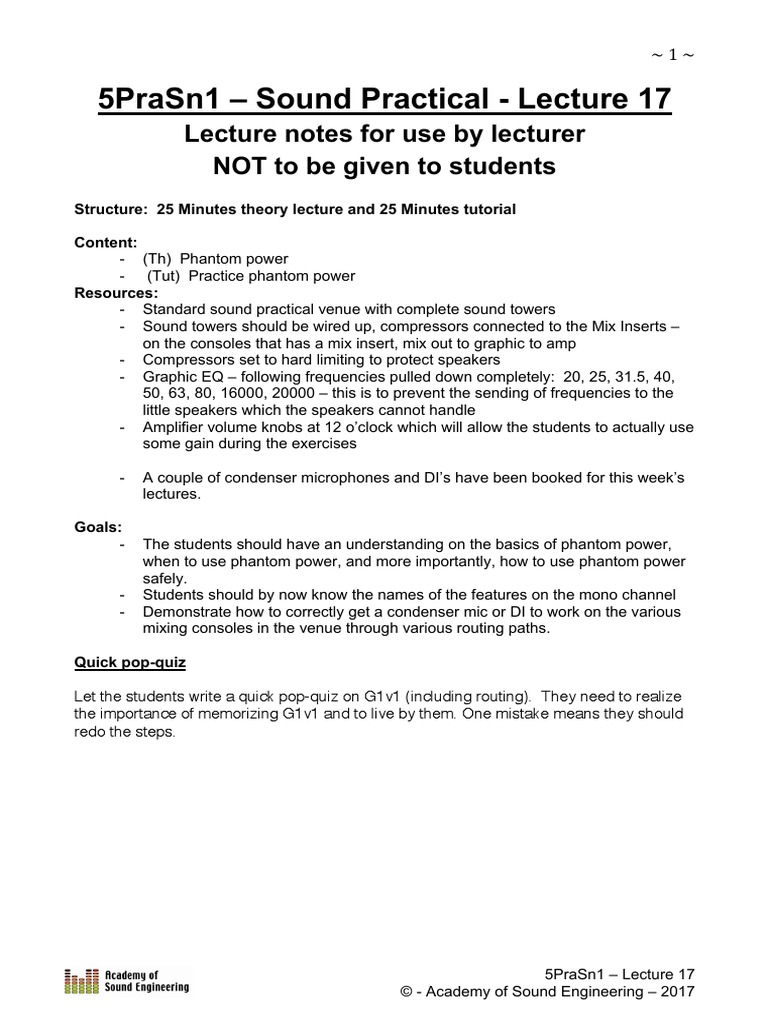 5PraSn1 - Lecture 17 - Phantom Power | PDF | Electrical Components | Computer Engineering