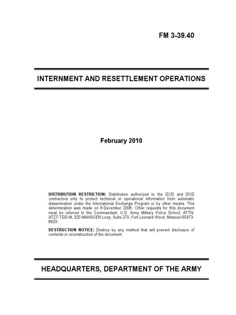DOD Internment & Resettlement Guide | PDF | Detention (Imprisonment ...