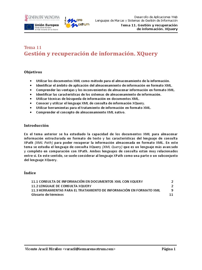XQuery: Gestión y Recuperación XML | PDF