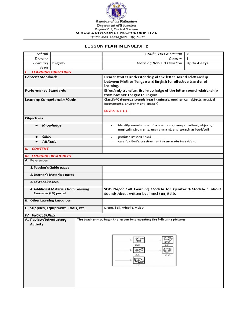 Lesson Plan in English 2 | PDF | Learning | Teachers
