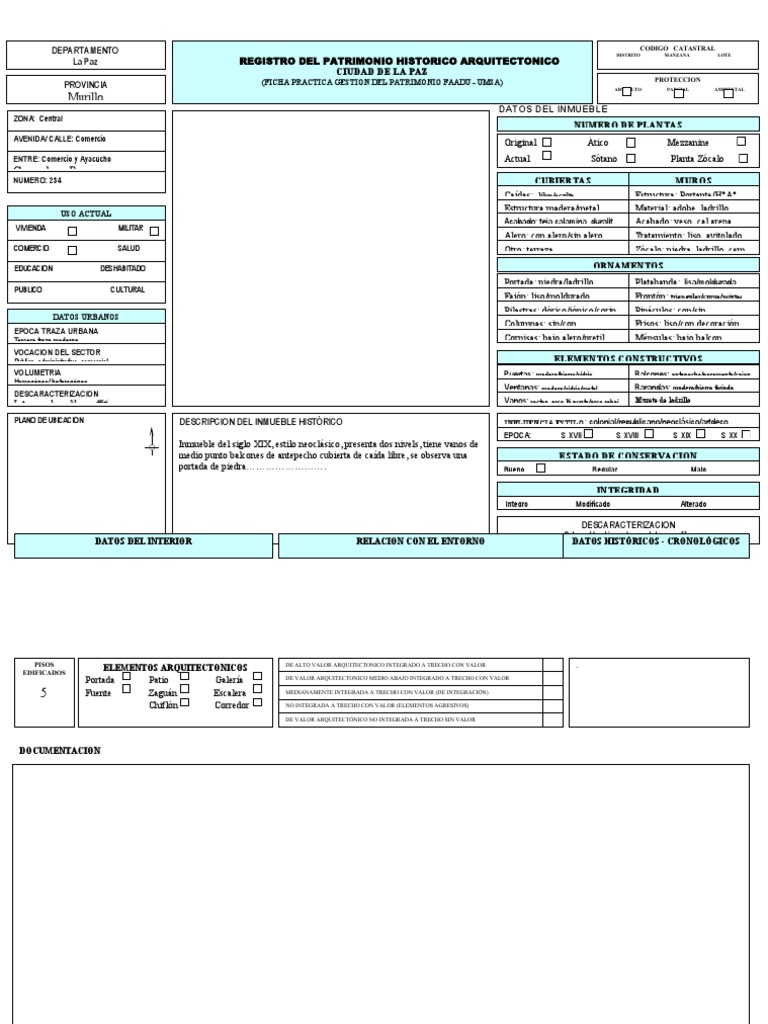 Ficha de Registro Del Patrimonio Histórico LP Bol | PDF