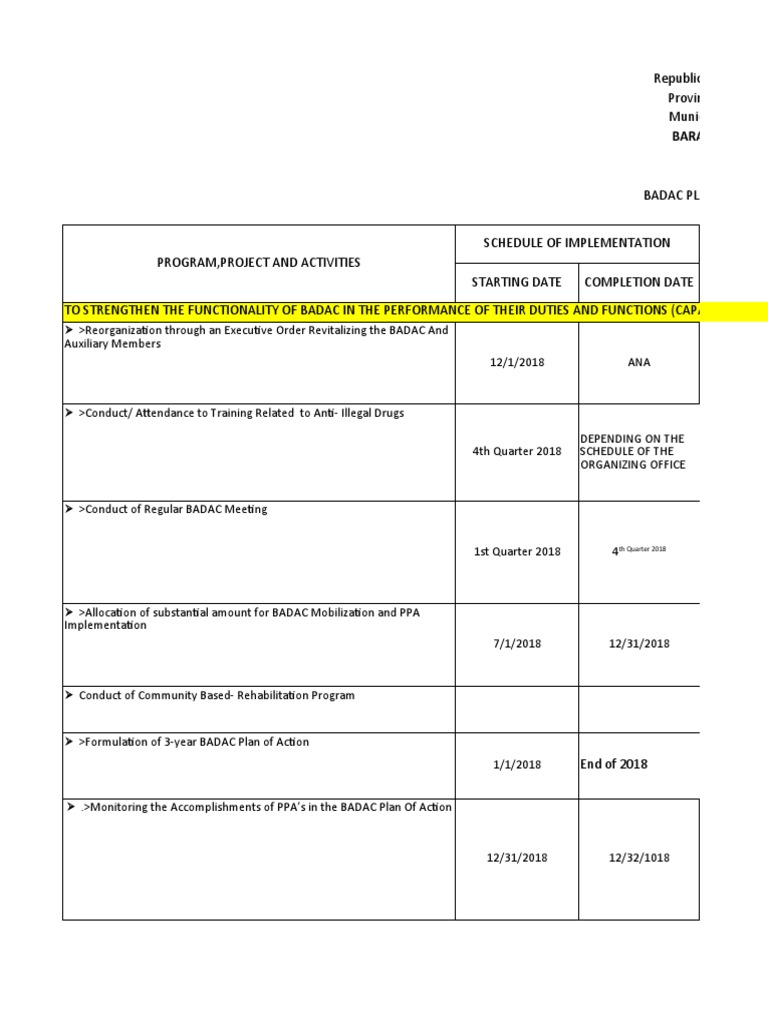 Badac Plan New | PDF