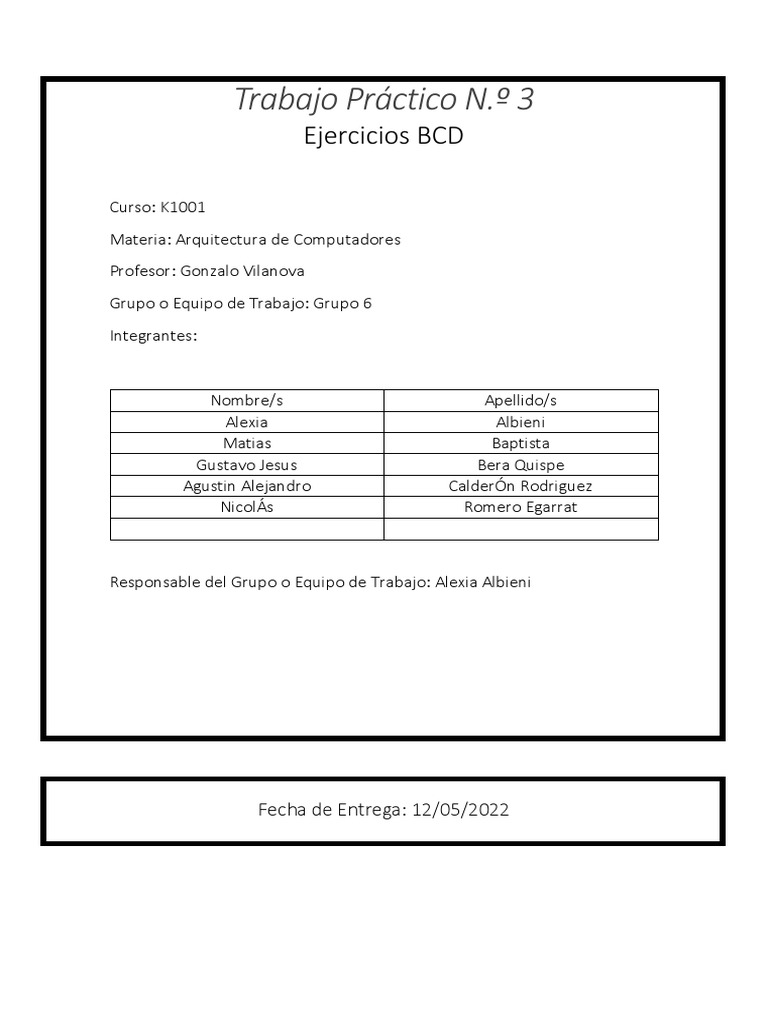 TP 4 - Tarea de Ejercicios en BCD-grupo 6 | PDF