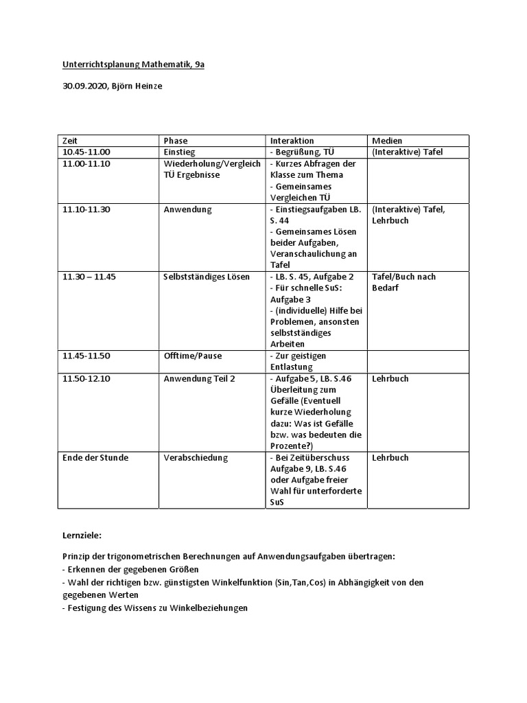 Unterrichtsplanung | PDF