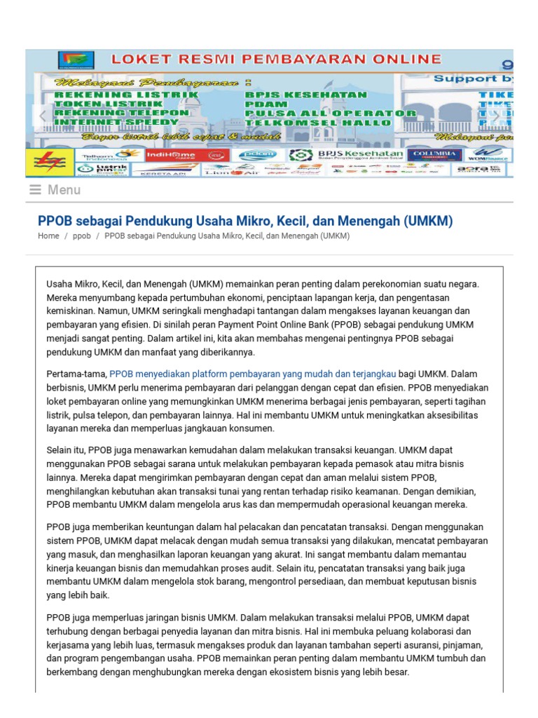 PPOB Sebagai Pendukung Usaha Mikro, Kecil, Dan Menengah (UMKM) - Loket PPOB | PDF | Bisnis ...