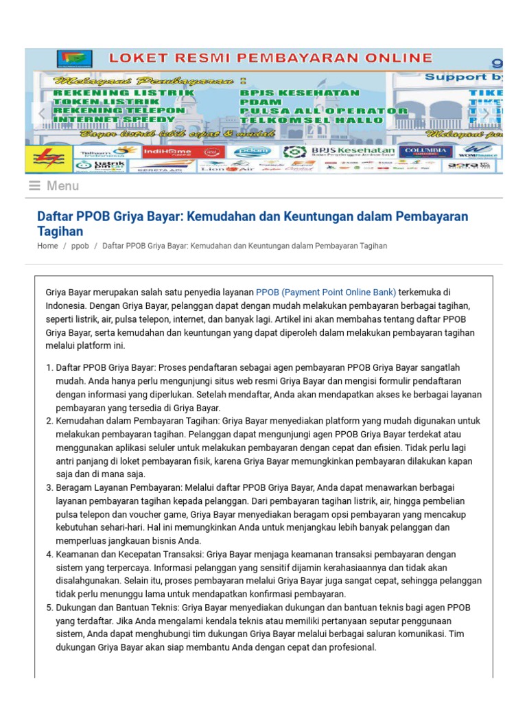 Daftar PPOB Griya Bayar - Kemudahan Dan Keuntungan Dalam Pembayaran ...
