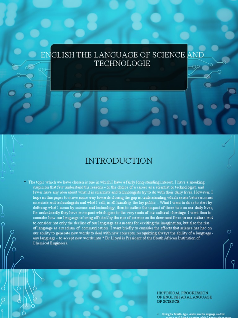 English The Language of Science and Technologie | PDF