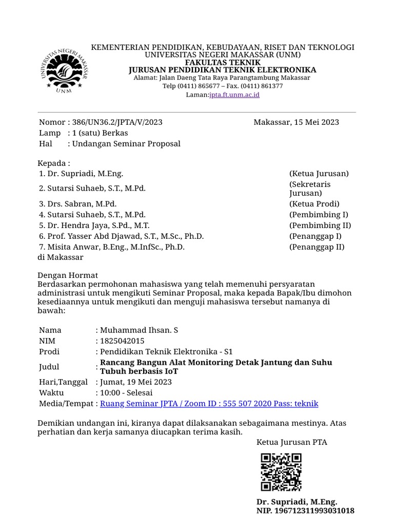 Undangan Seminar Proposal | PDF