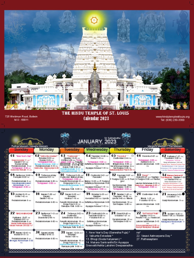 Hindu Temple St. Louis 2023 Events Calendar | PDF | Hindu Worship ...