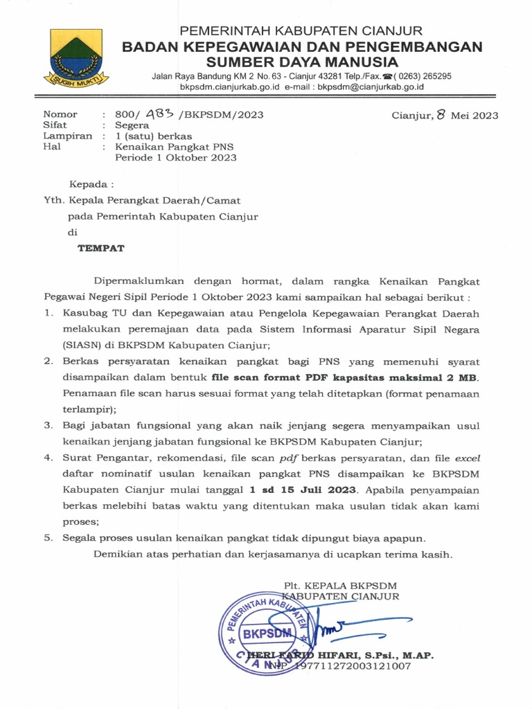 Surat KP Oktober 2023 | PDF