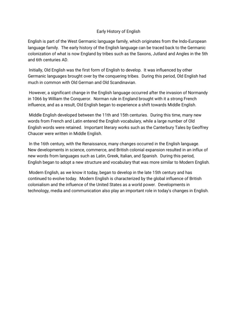 Early History of English | PDF