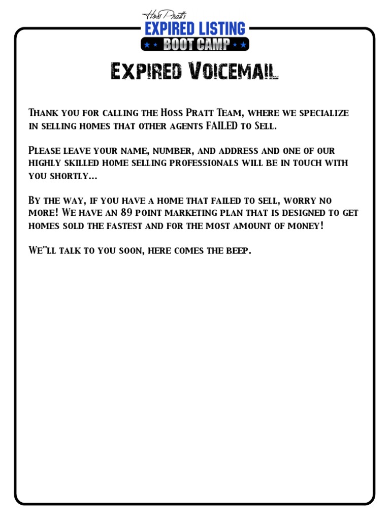 Expired Voicemail Script | PDF