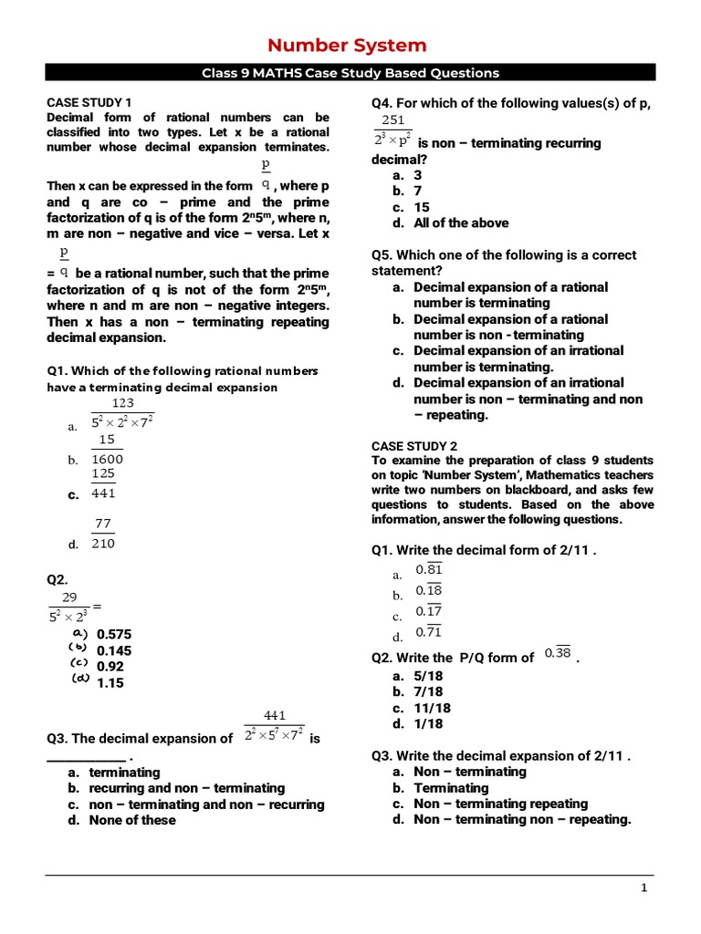 CaseStudy - Number System | PDF