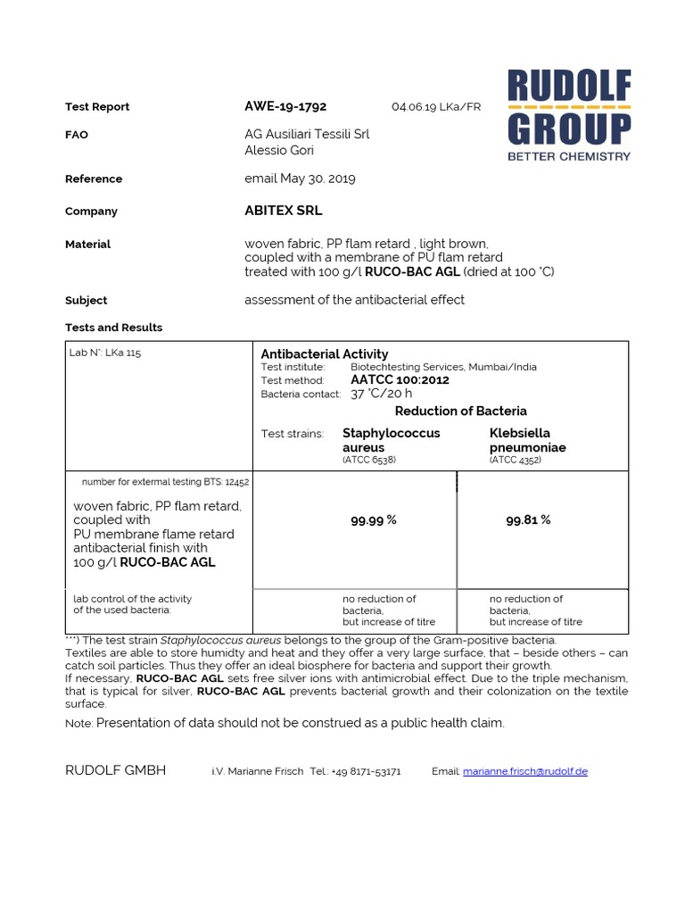 Angel Medical - AATCC 100 | Download Free PDF | Bacteria | Staphylococcus