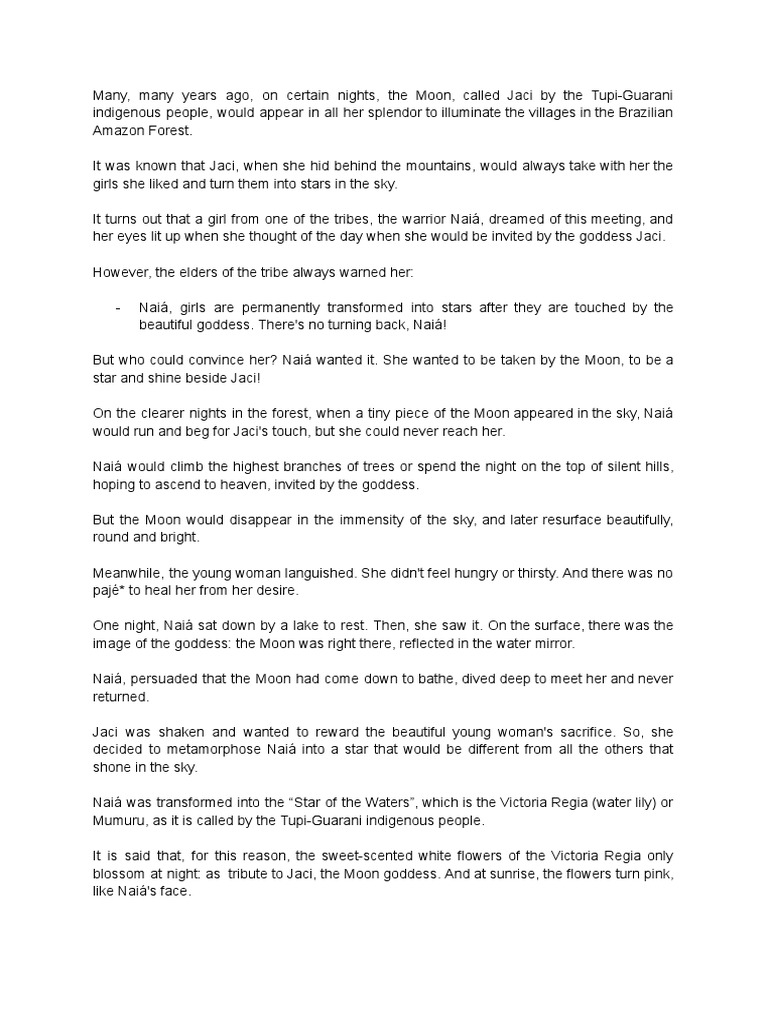 The Legend of Victoria Regia (Water Lily) | PDF