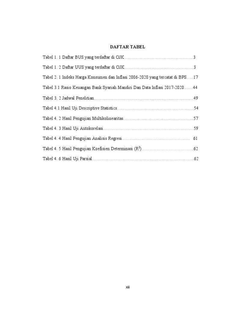 Daftar Tabel | PDF