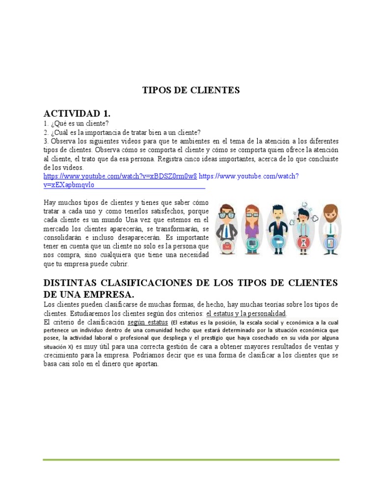Tipos de Clientes Taller | PDF | Cliente | Marketing