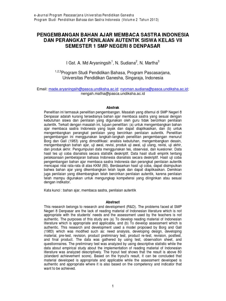 Pengembangan Bahan Ajar Membaca Sastra I | PDF | Seni & Disiplin Bahasa