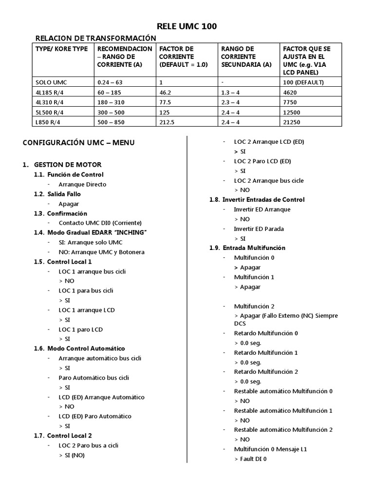Parametros Umc | PDF