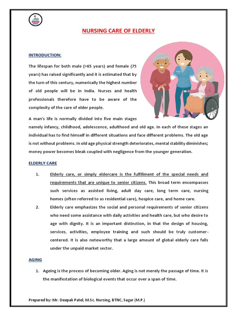 Nursing Care of Elderly | PDF | Ageing | Urinary Incontinence