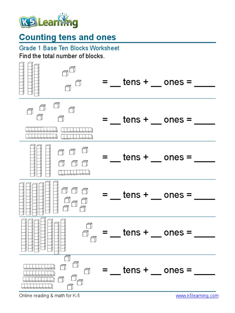 1st Grade Base Ten Blocks Count Tens Ones 4 | PDF