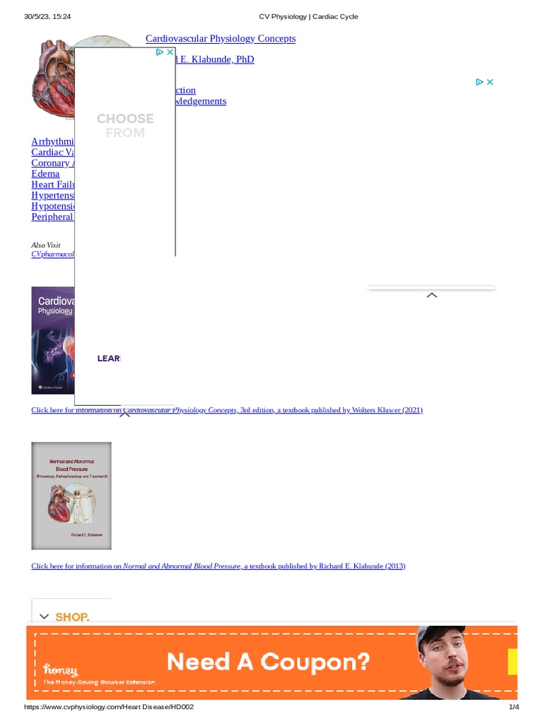CV Physiology - Cardiac Cycle | PDF | Heart | Atrium (Heart)