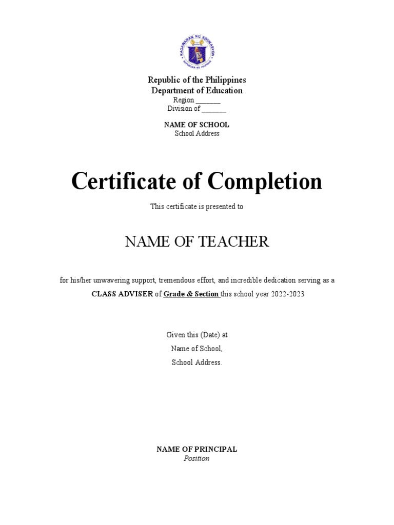 Cert. Class Adviser | PDF