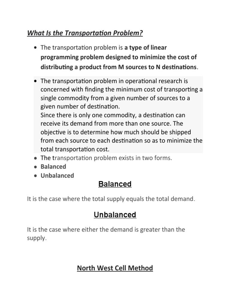 Transportation and Assignment Problem | PDF | Systems Analysis | Mathematical Optimization