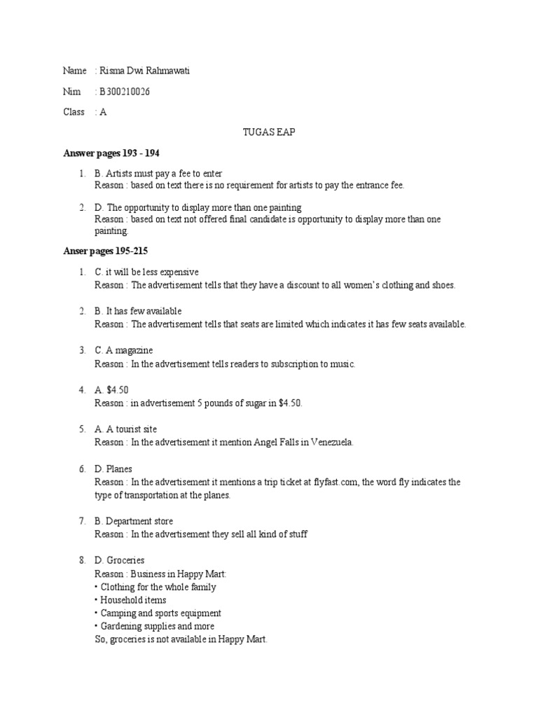 EAP Task Answers by Risma Rahmawati | PDF | Advertising | Point Of Sale