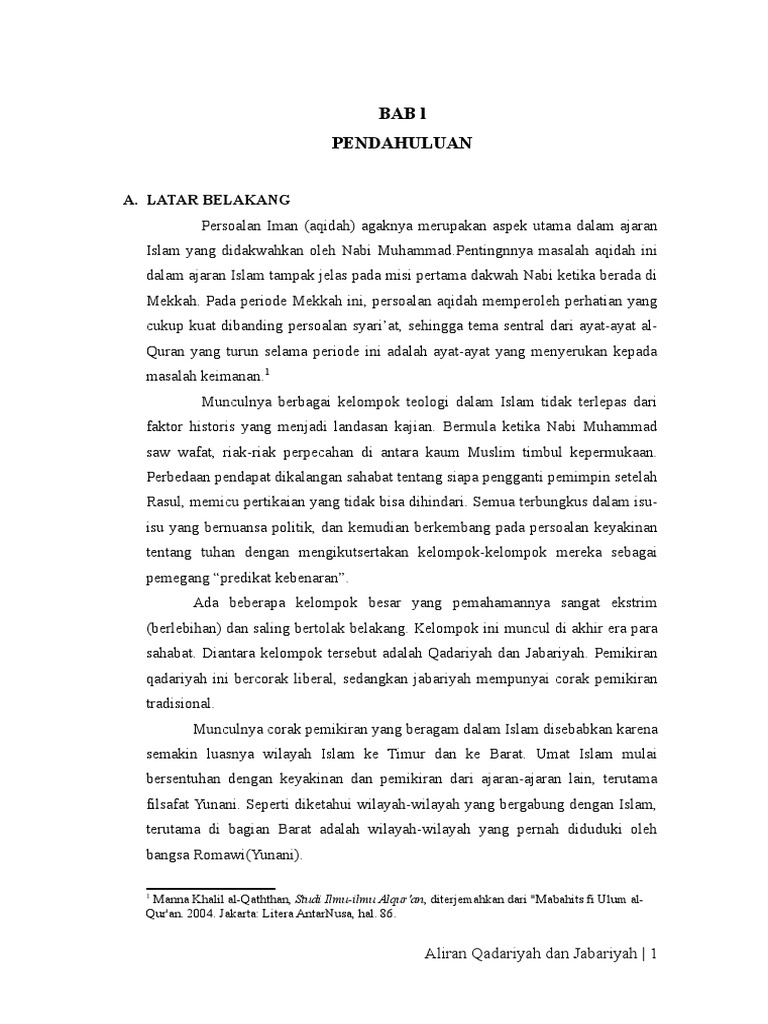 Sejarah Aliran Qadariyah & Jabariyah | PDF | Filsafat