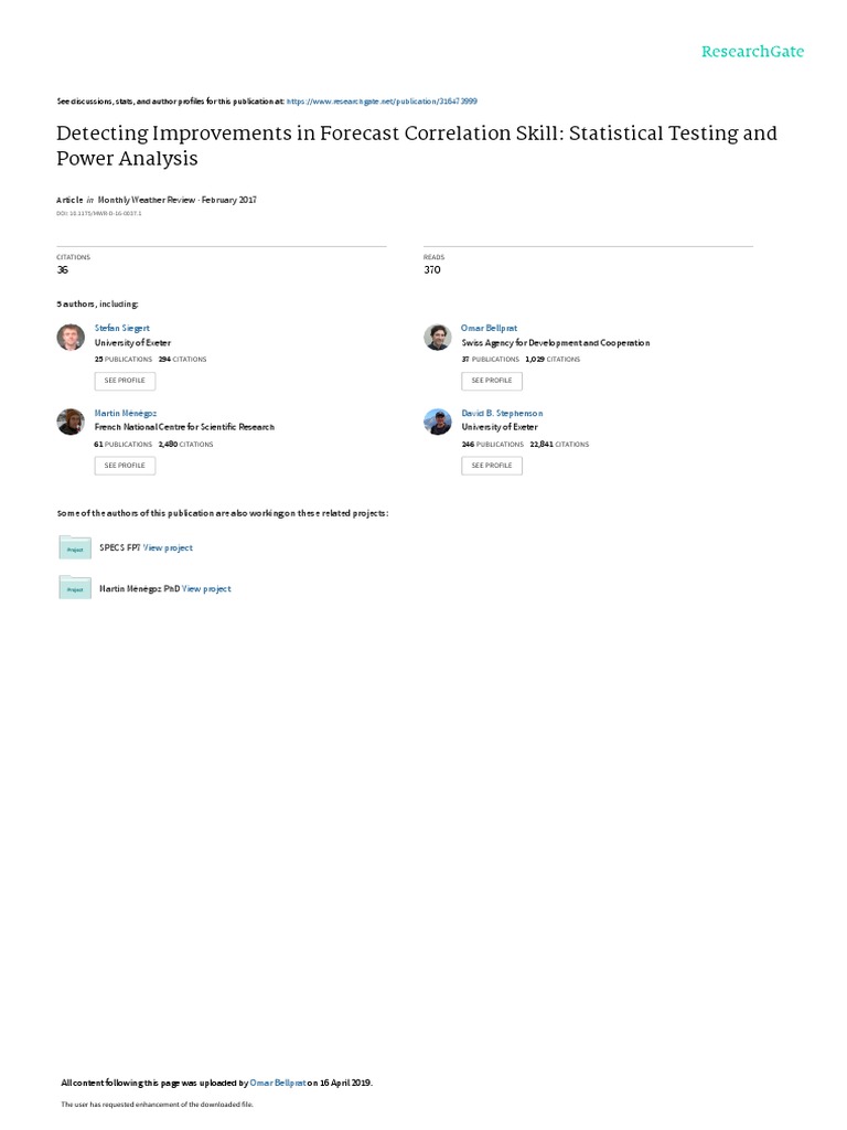 Detecting Improvements In Forecast Correlation Ski Download Free Pdf