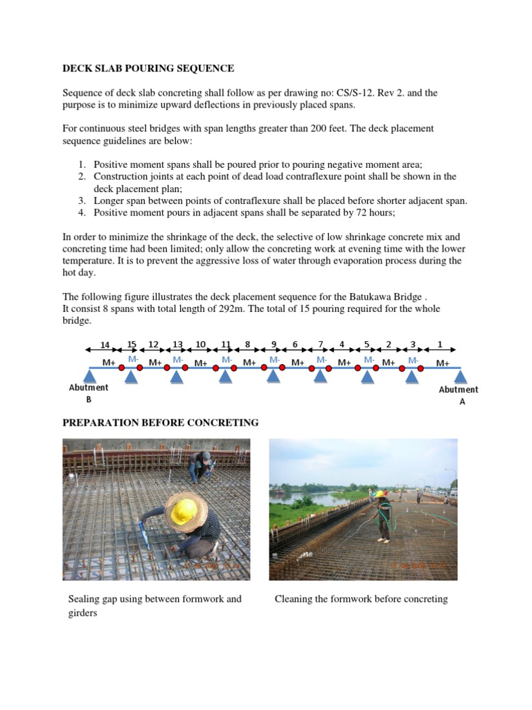Deck Slab Concreting Sequence Guide | PDF | Concrete | Structural ...