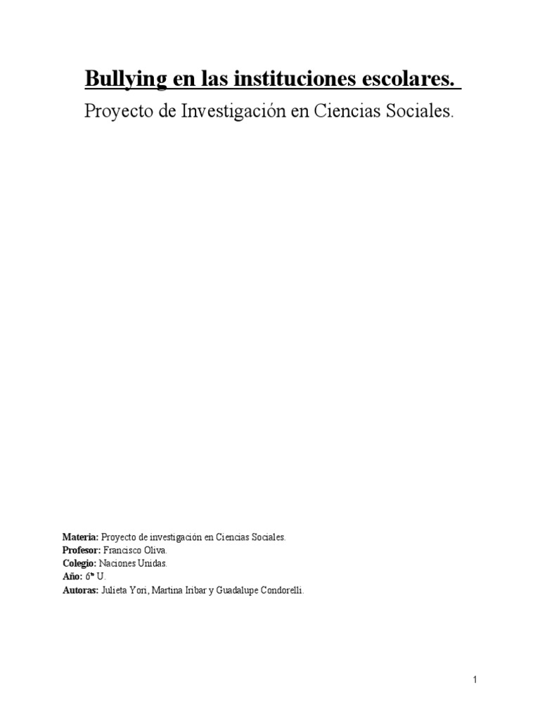 Bullying en Las Institucones Escolares. | PDF | Abuso infantil