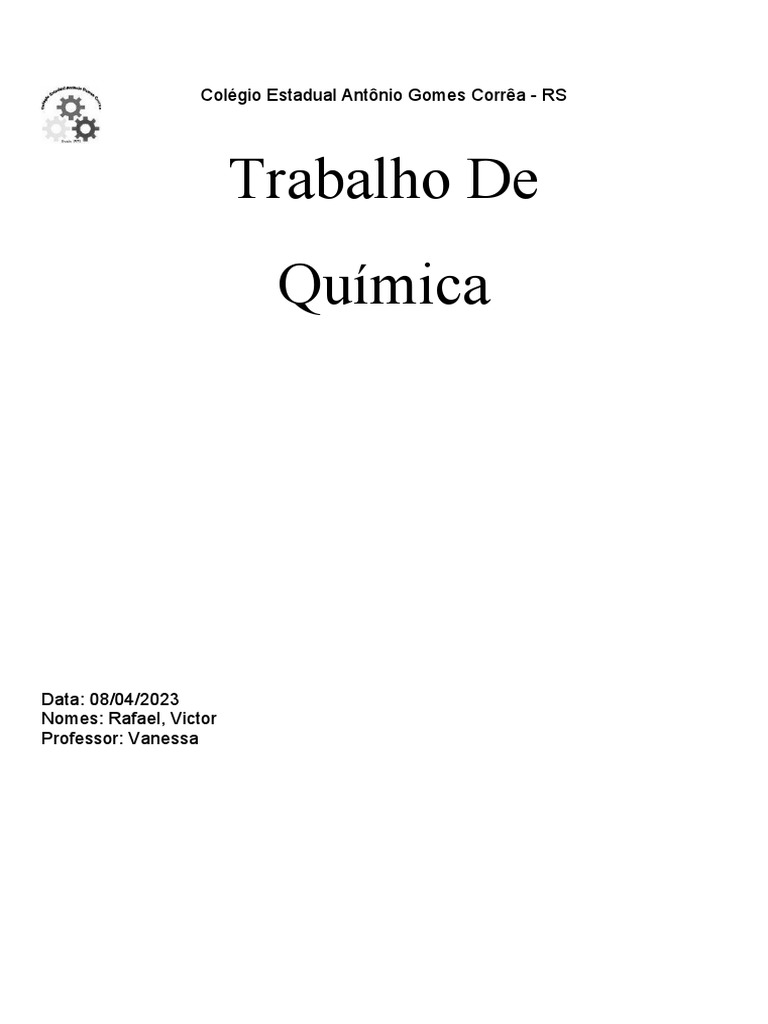Trabalho De Química Capa Pdf
