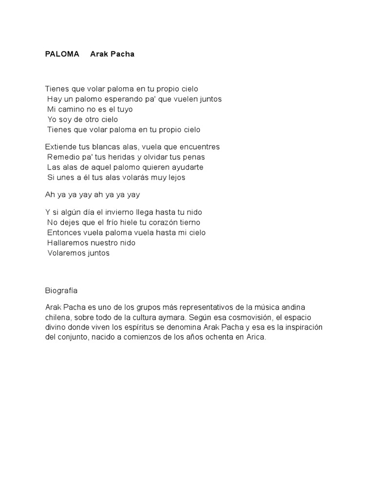 Paloma - Arak Pacha | PDF