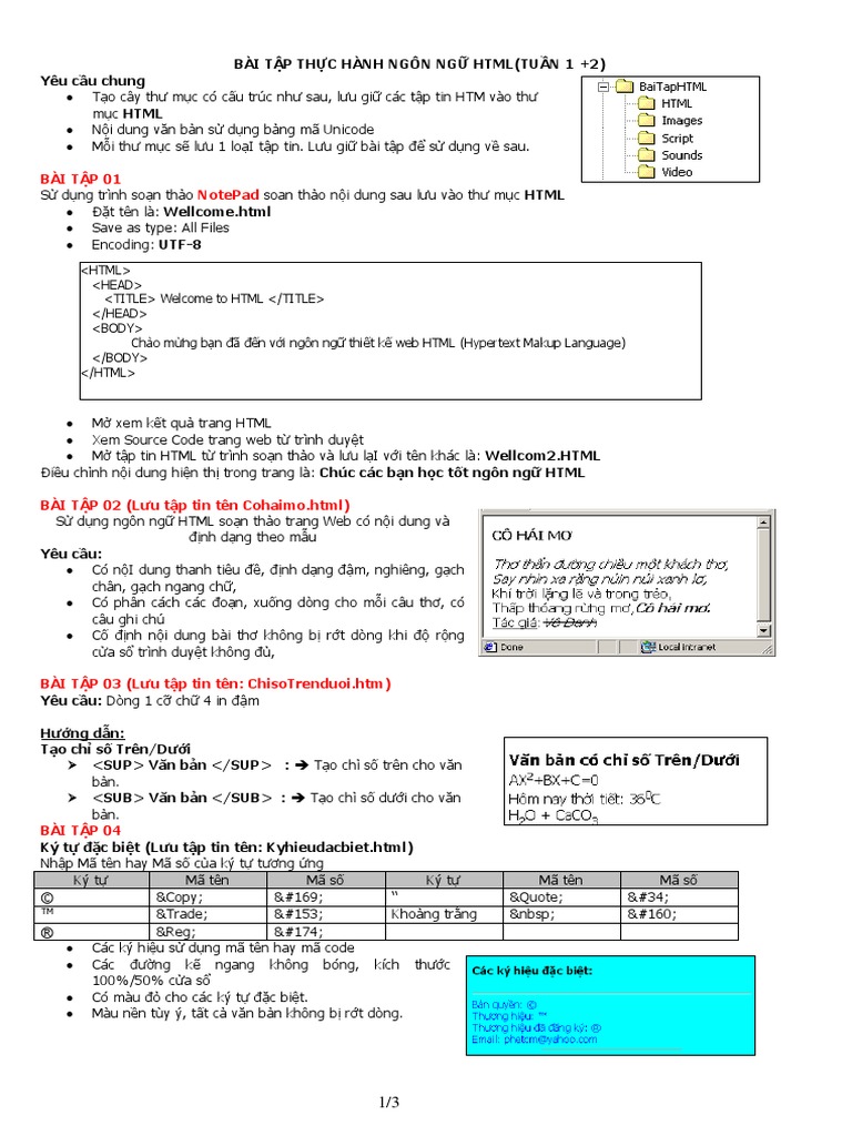 Assignment 1 - THUC HANH HTML | PDF