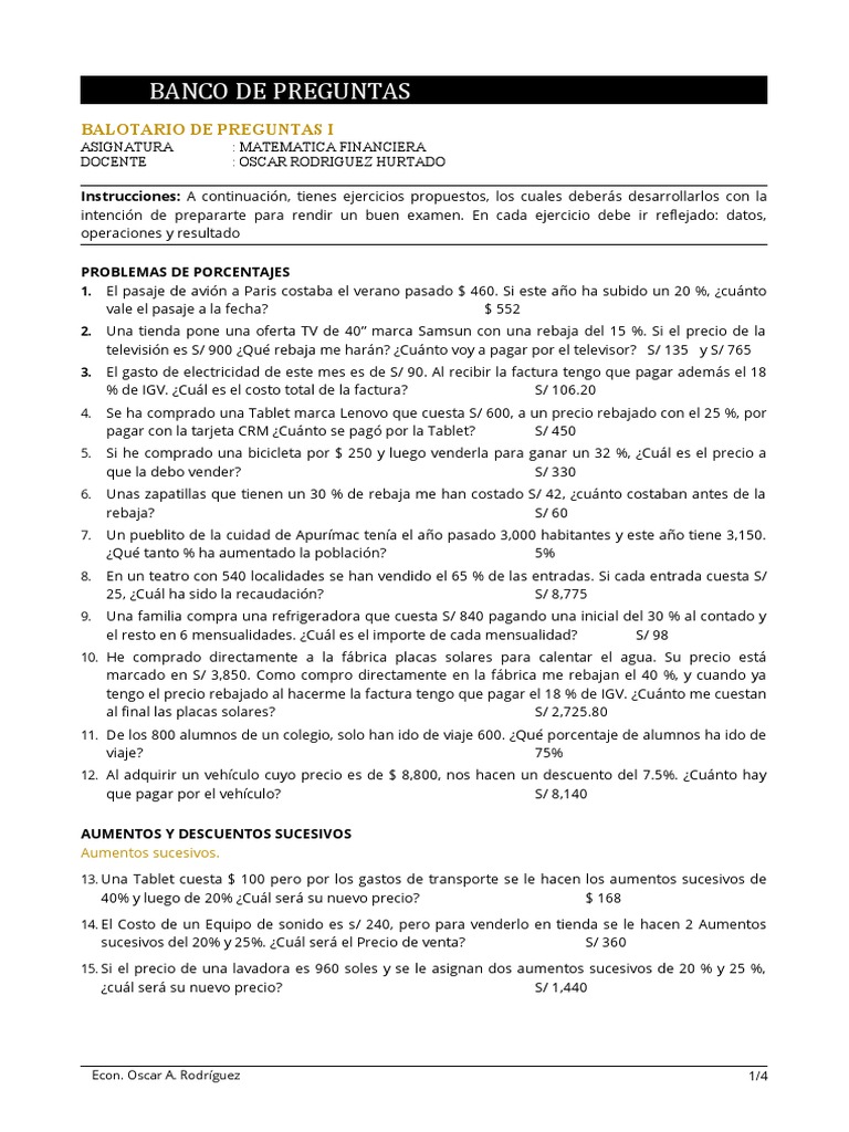 Balotario de Preguntas EF | PDF