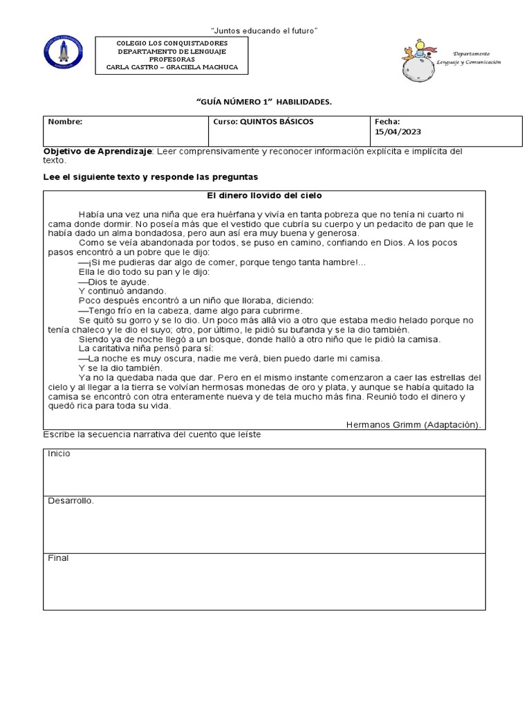 GUÍA NÚMERO 1 Quinto | PDF