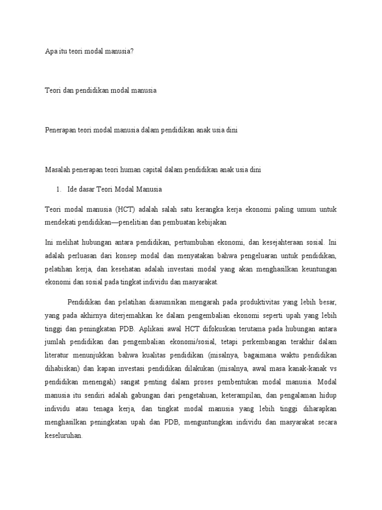 Teori Modal Manusia | PDF