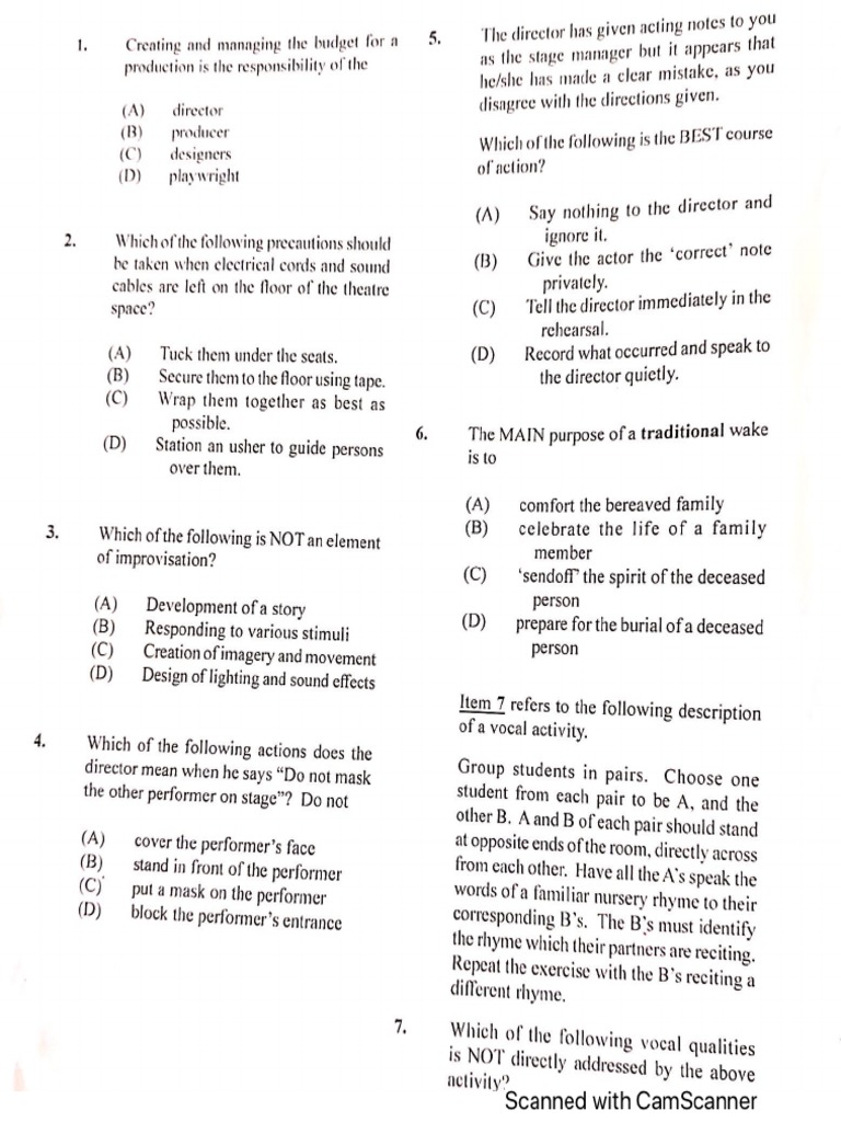 Theatre Arts CSEC 2022 | PDF