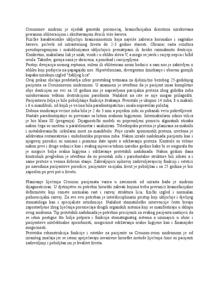 Crouzonov Sindrom Ukratko | PDF
