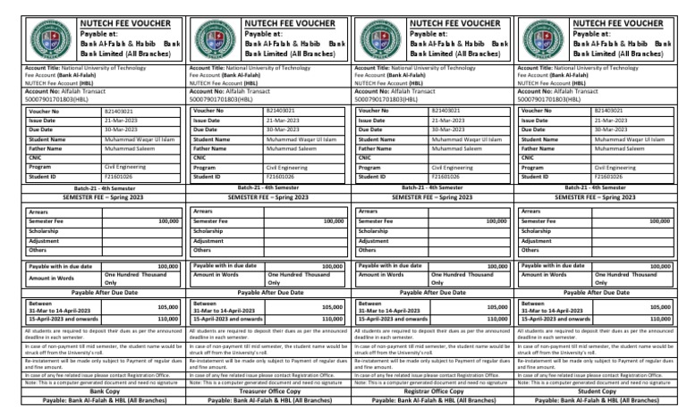 Fee Vouchers - Batch 2021.docx-20 | PDF | Fee | Banking