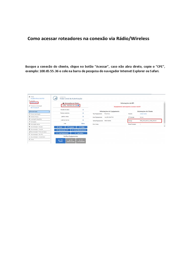 Como Acessar Roteadores Na Conexão Via Rádio-Wireless | PDF